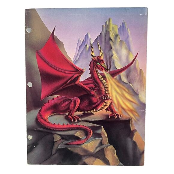 Mead | Office | Vintage Mead School Folder Fantasy Portfolio Red Fire ...